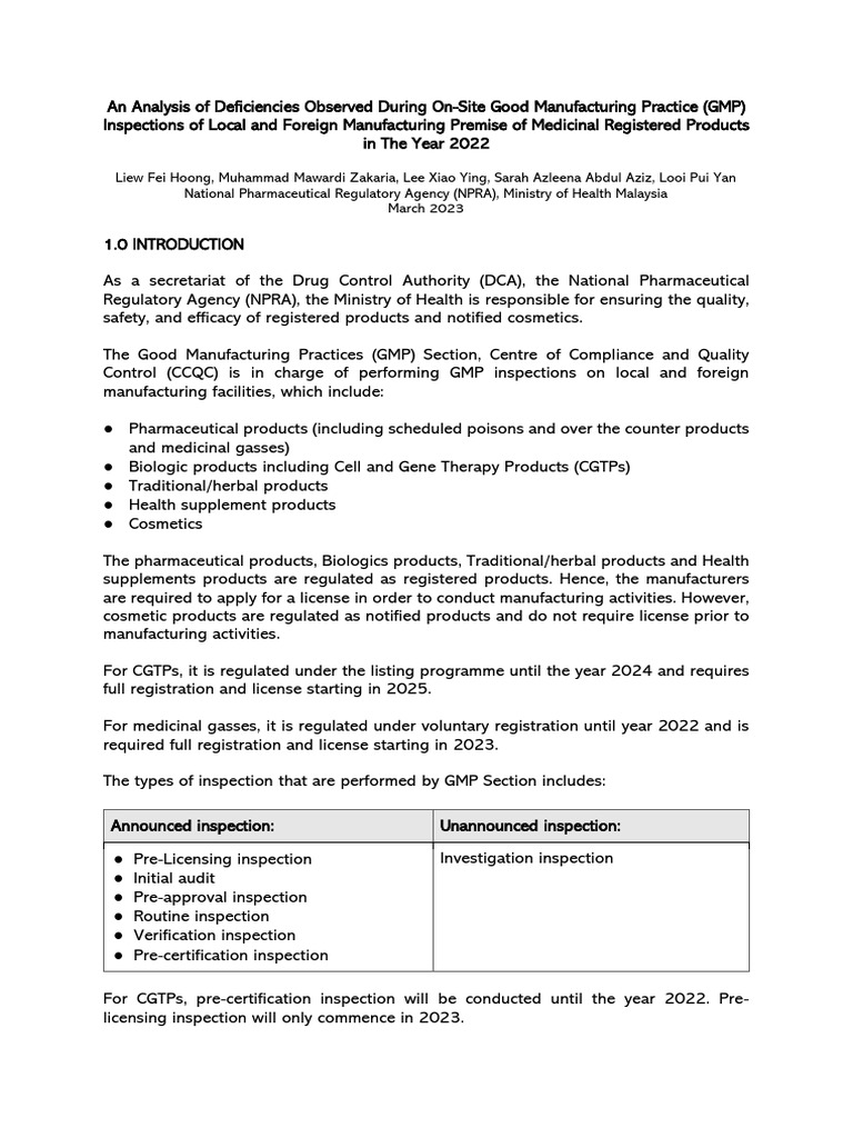 GMP Inspection Deficiencies Analysis 2022 | PDF | Business | Technology ...