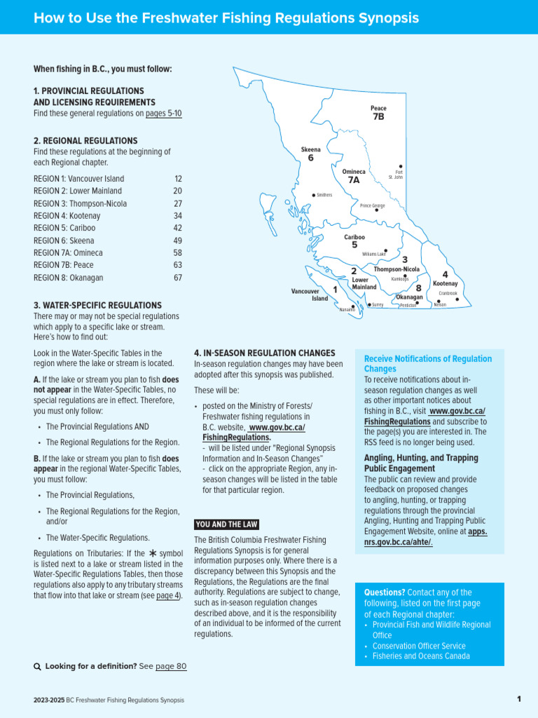 BC Freshwater Fishing Regs 2023-2025 | PDF | Angling | Rainbow Trout