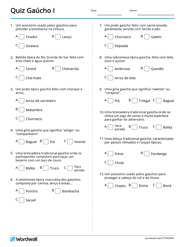 quiz-gaúcho-i-quiz | PDF