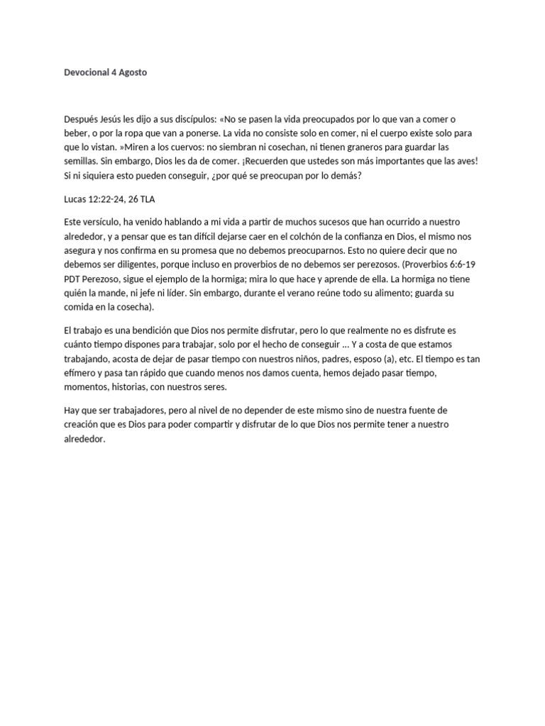 Devocional 4 Agost | PDF