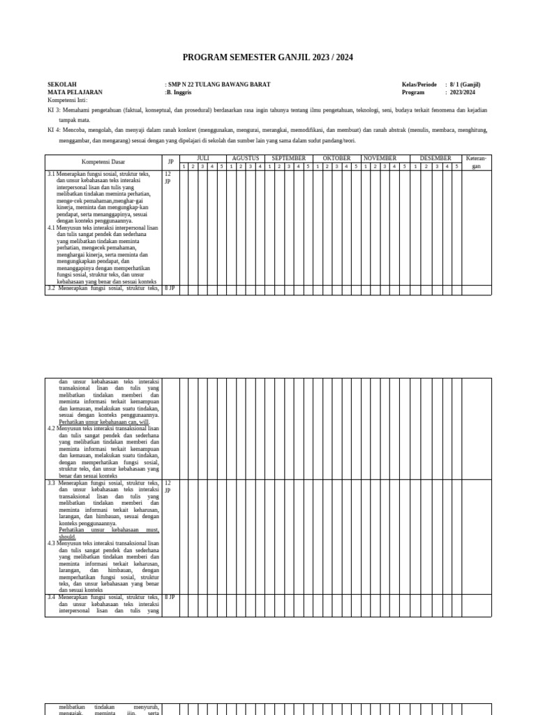 Program Semester 1 2023-2024 | PDF