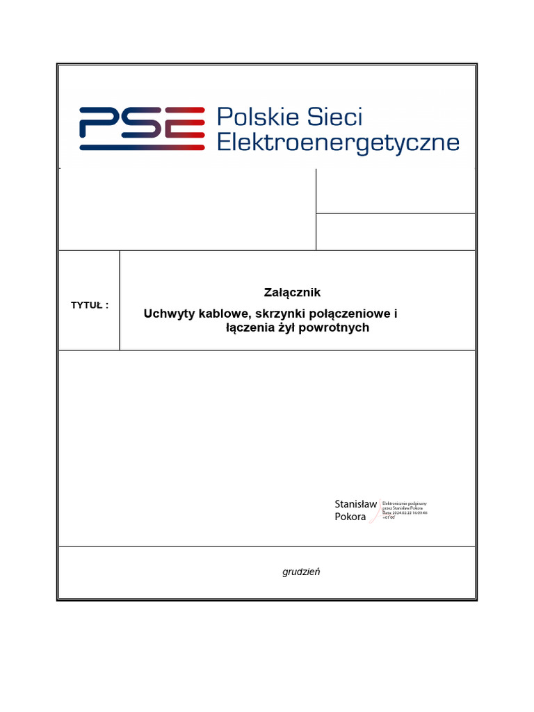 PSE-ST - Linia Kablowa 110kV Zalacznik2-2023 | PDF
