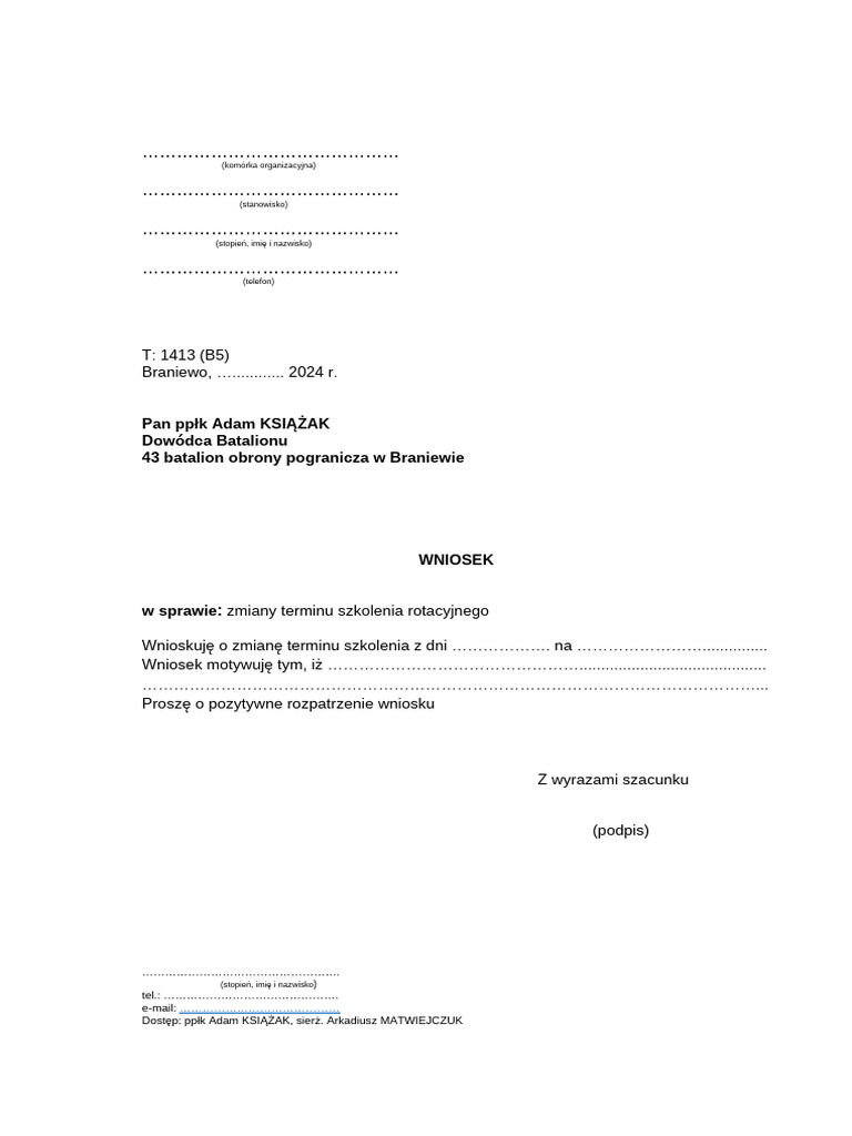 Wniosek o Zmianie Rotacji | PDF Wniosek o Zmianie Rotacji | PDF
