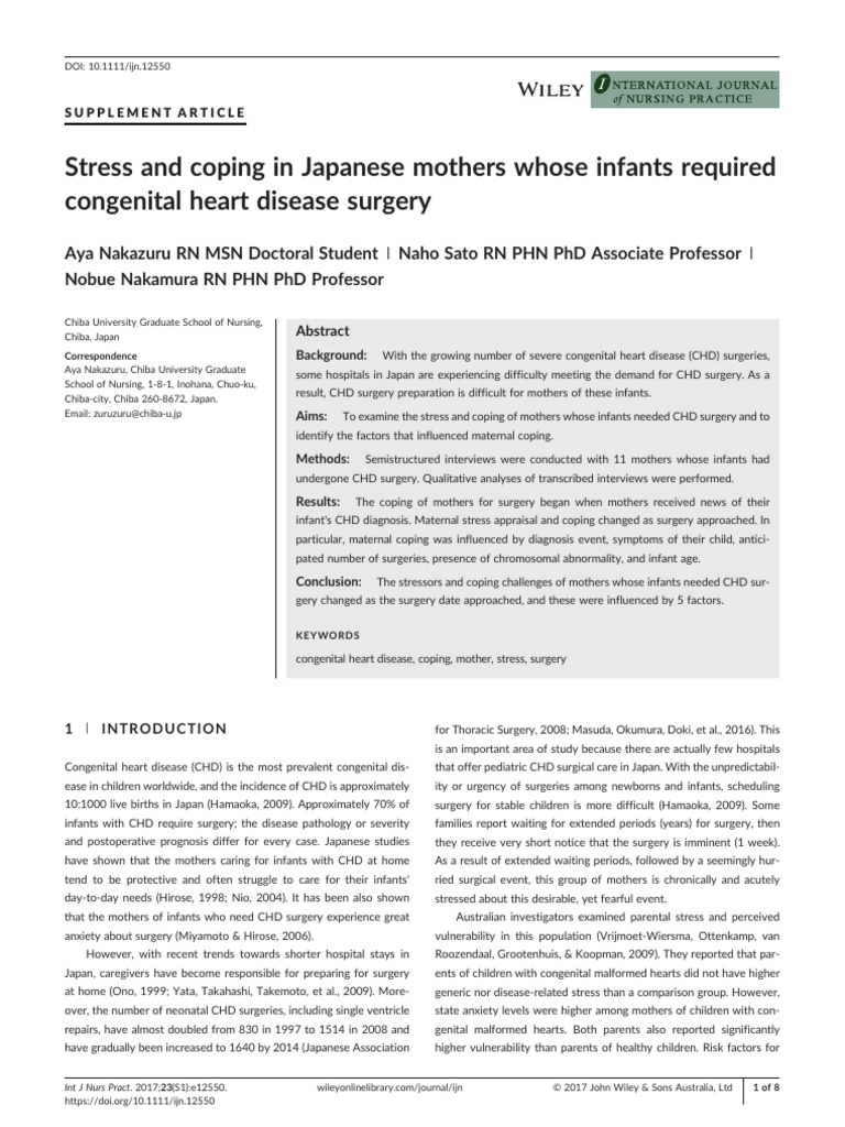 2017 Stress and Coping in Japanese Mothers Whose Infants Required ...
