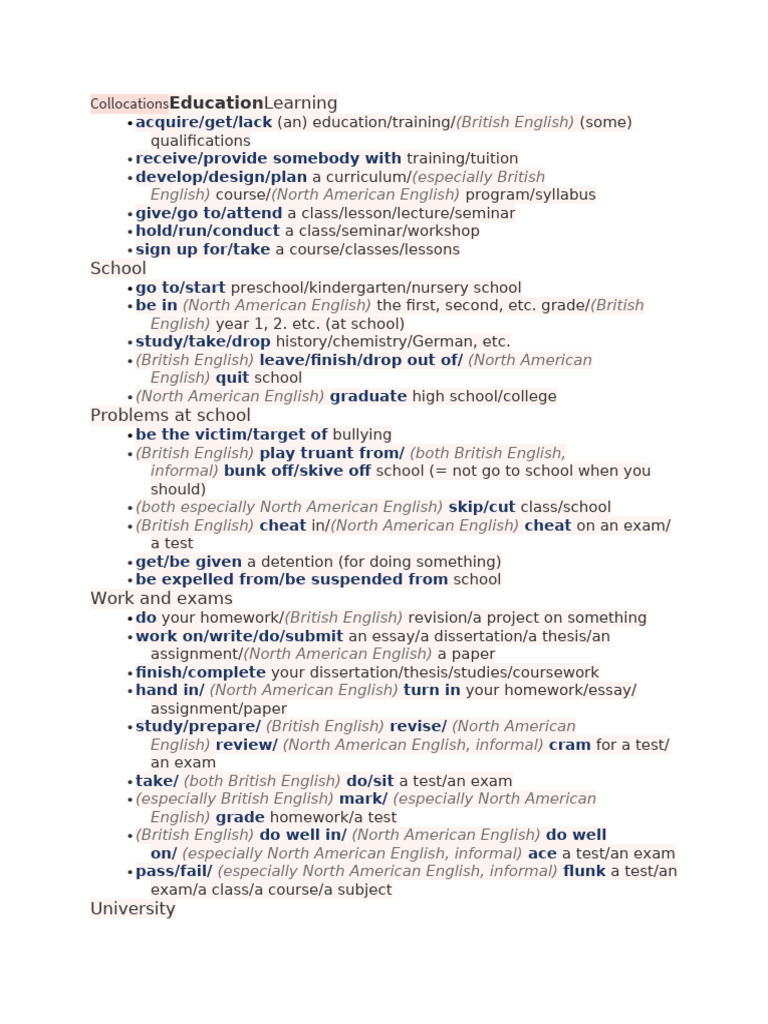 Collocation s Education Learning | PDF