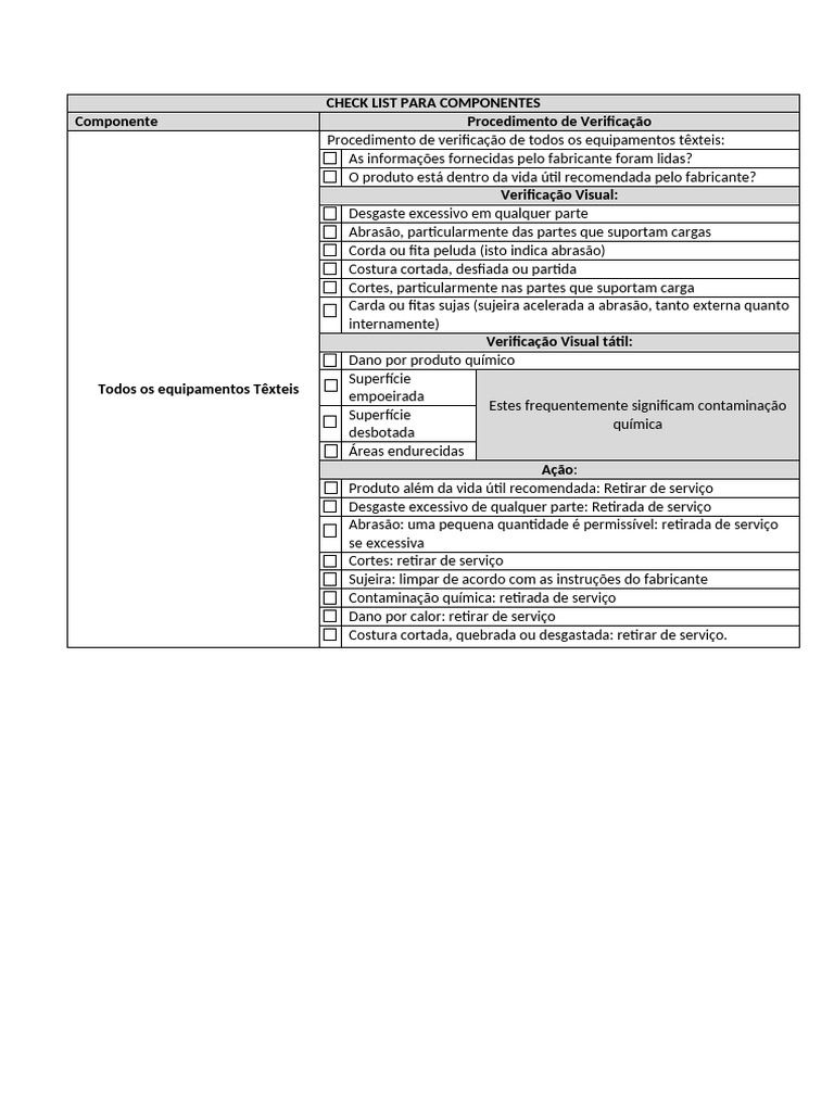 5. Check List Para Componentes | PDF