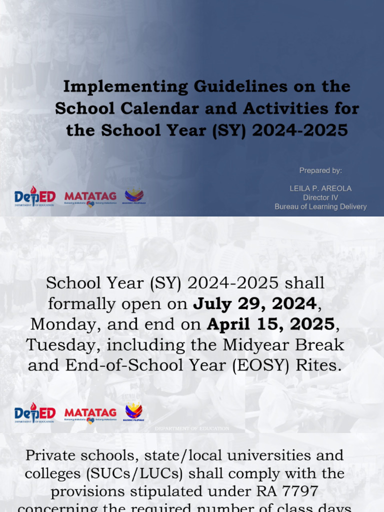 SY 2024 2025 - SCHOOL CALENDARjpeg | PDF