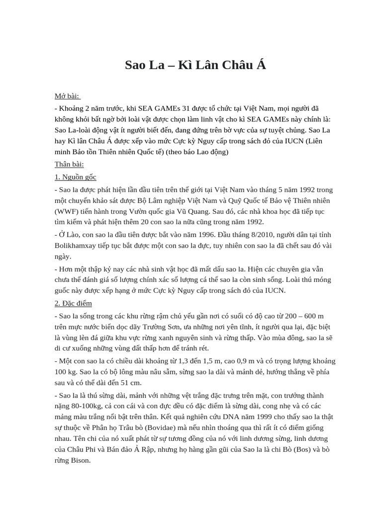 Sao La | PDF