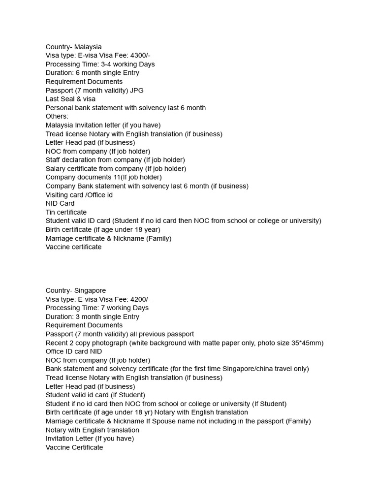 Group Tour Visa Processing Documents | PDF | Travel Visa | Career & Growth