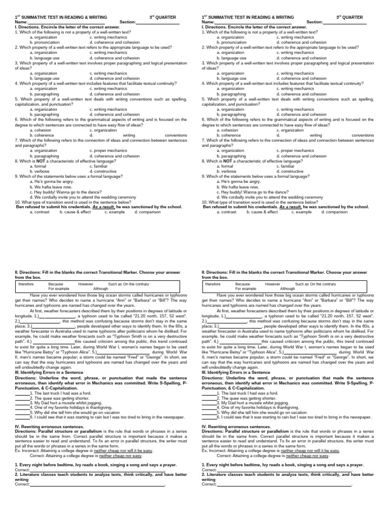 1ST Summative Test in Reading | PDF | Intertextuality | Résumé