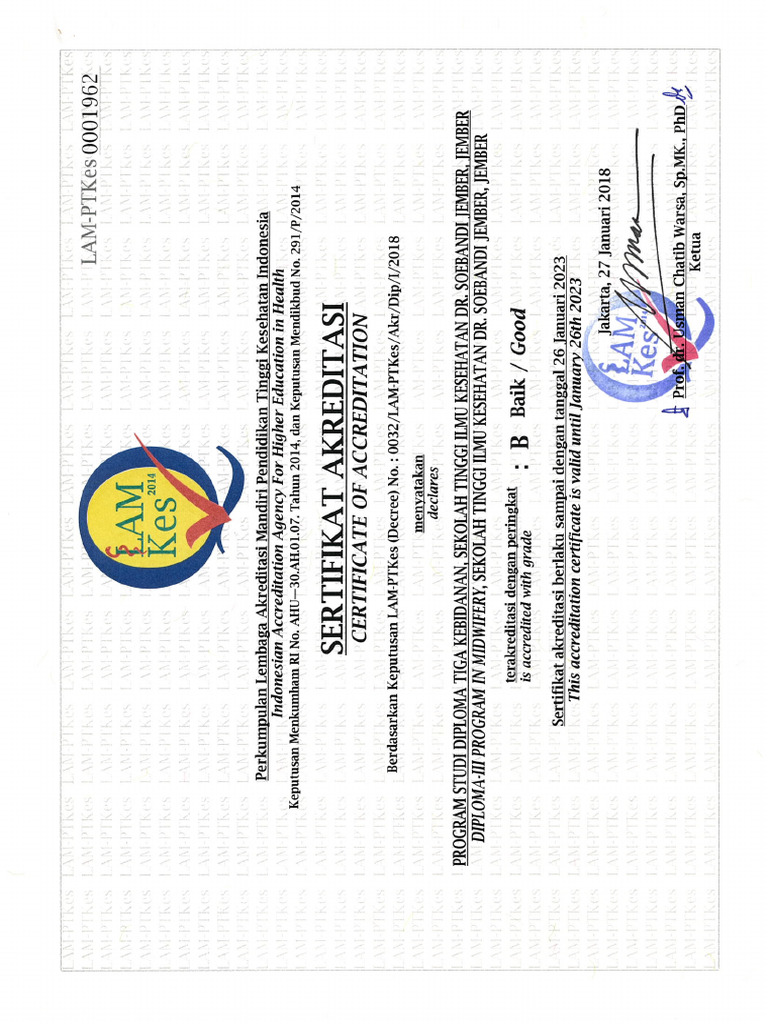Sertifikat Akreditasi DIII Kebidanan - Rotated | PDF