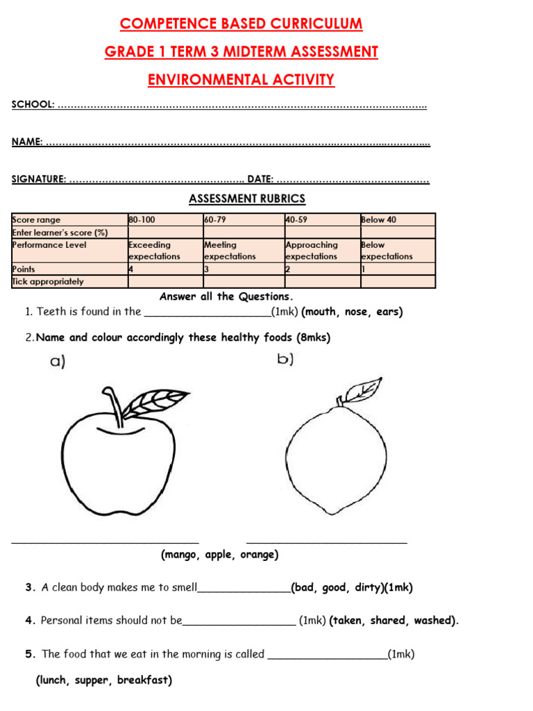 Grade 1 Environmental. | PDF