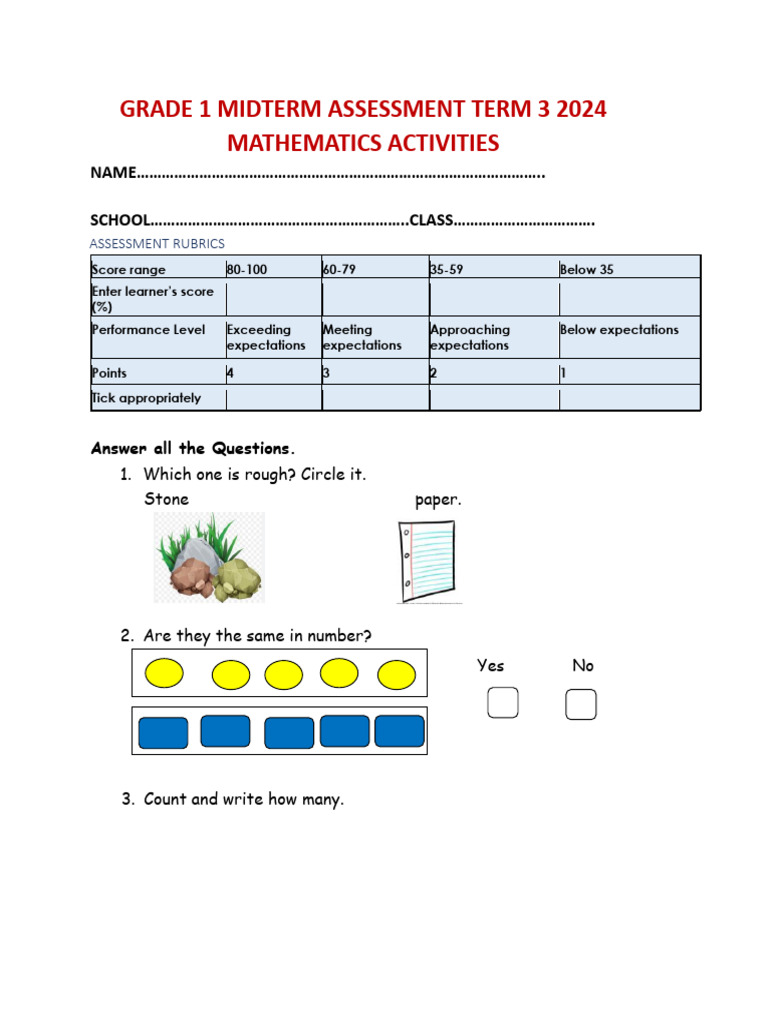 Mathematics Grade 2 Midterm 3 | PDF