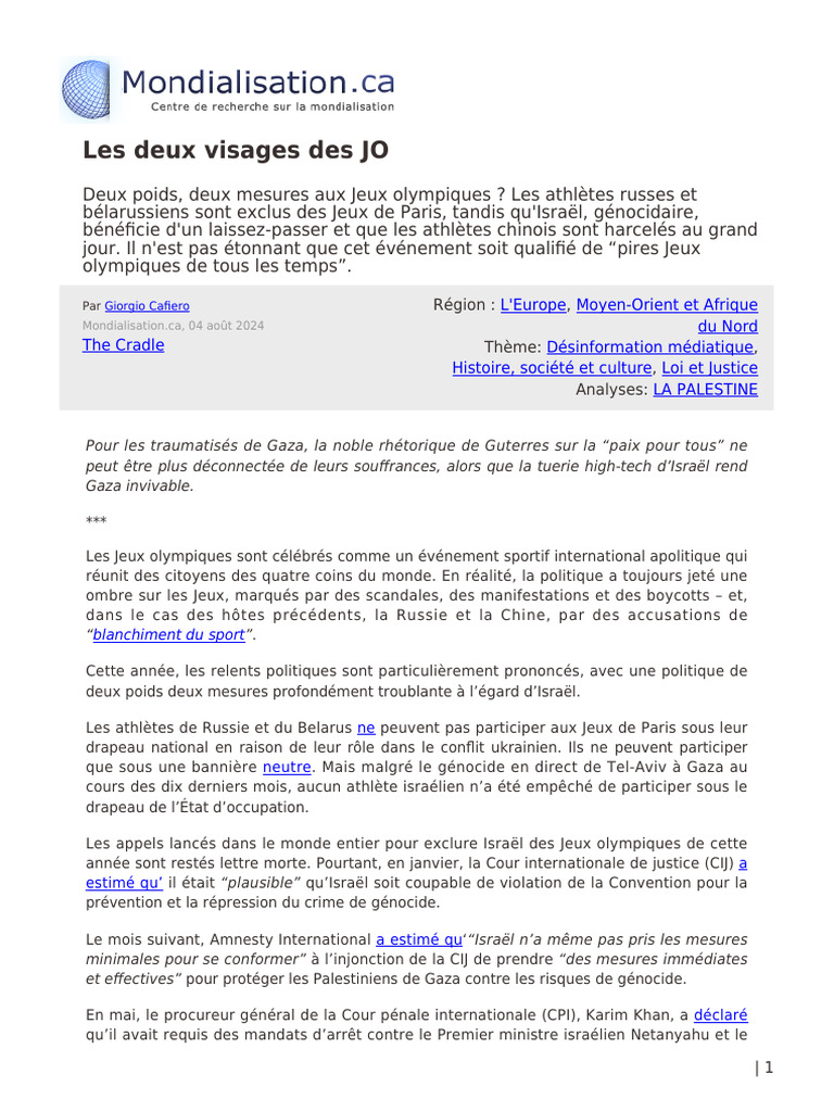 Les deux visages des JO | PDF