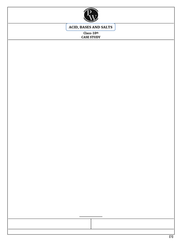 Case Study Acids, Bases and Salts Chemistry 10th Mehak Mam Rohit | PDF