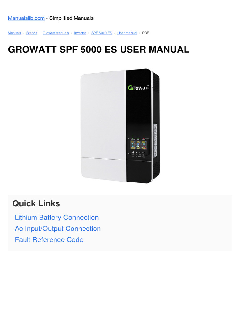 Growatt SPF 5000 ES Manual | PDF