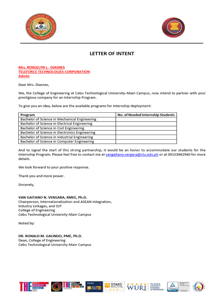 COE Letter of Intent | PDF