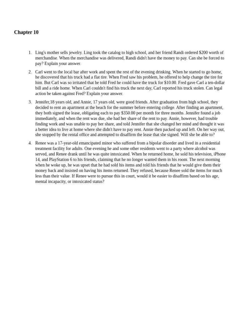 CH 10 Fall 2024 Cases Quiz | PDF