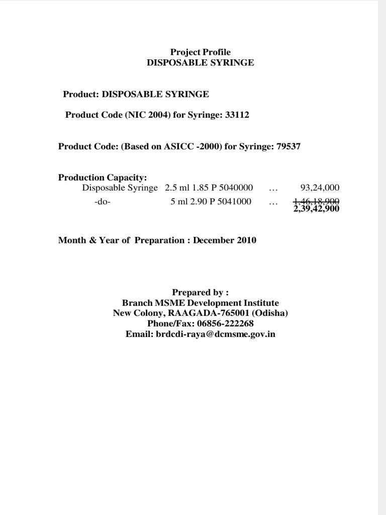 Fdocuments - in Disposable Syringe Project Report | PDF