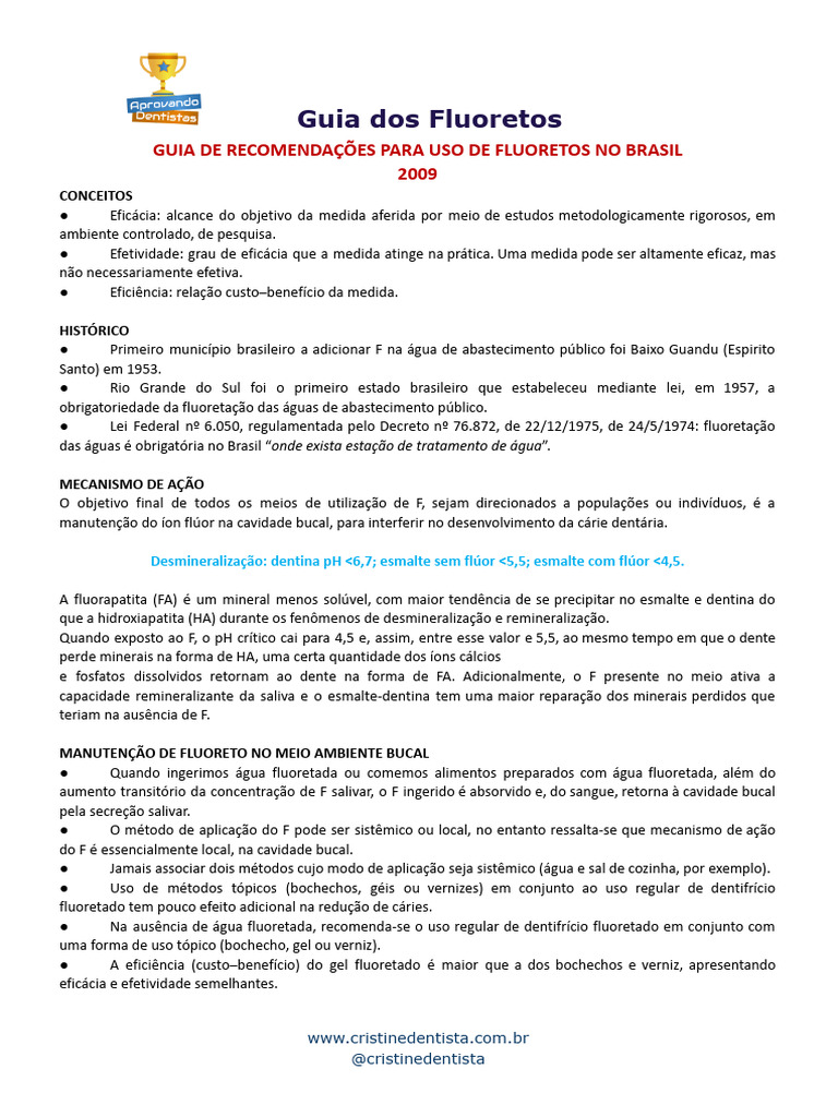 Guia de Uso de Fluoretos no Brasil | PDF