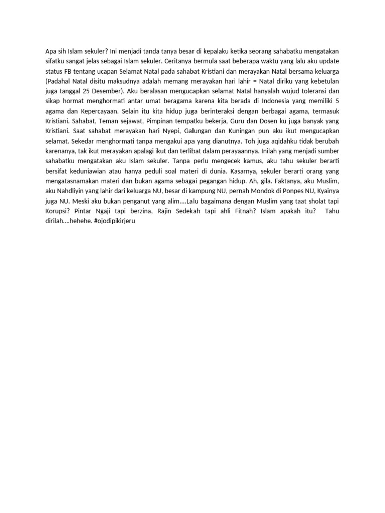 Apa sih Islam sekuler | PDF