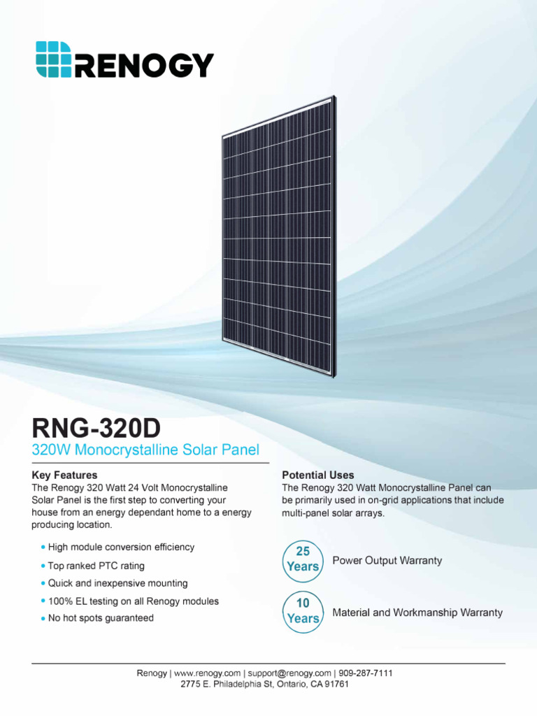 Renogy 320D Solar Panel-Datasheet | PDF