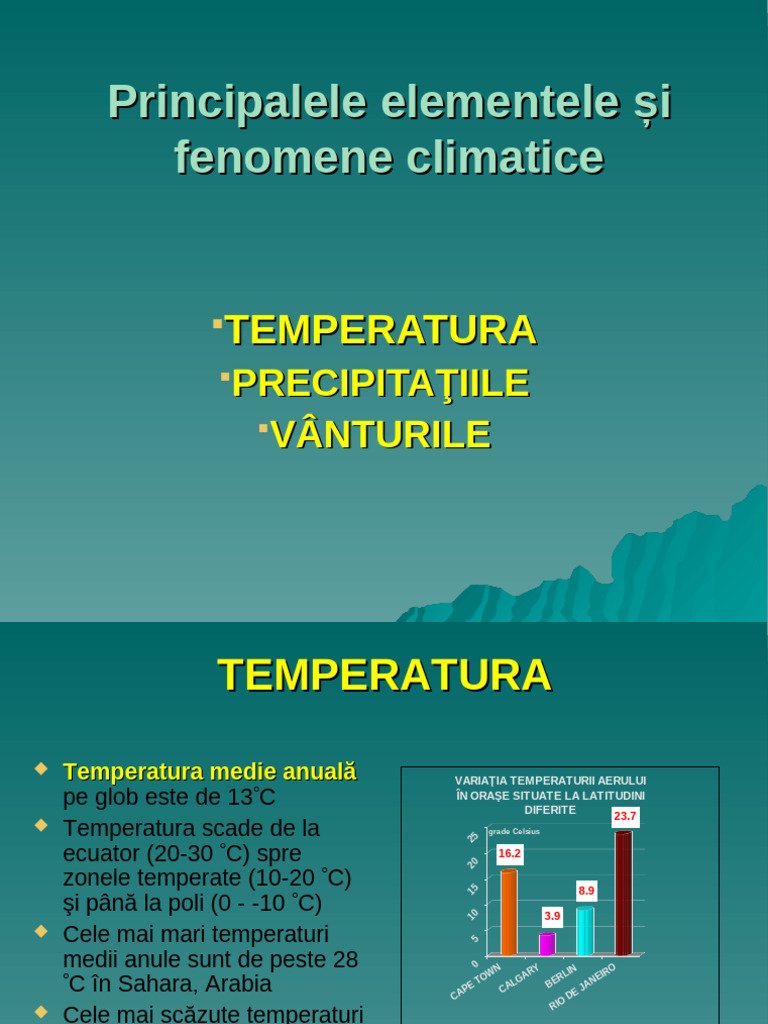 Principalele Elemente Și Fenomene Climatice Ale Terrei | PDF