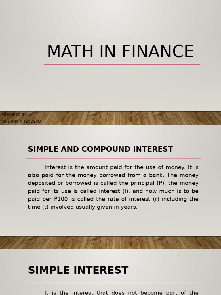 Math in Finance | PDF
