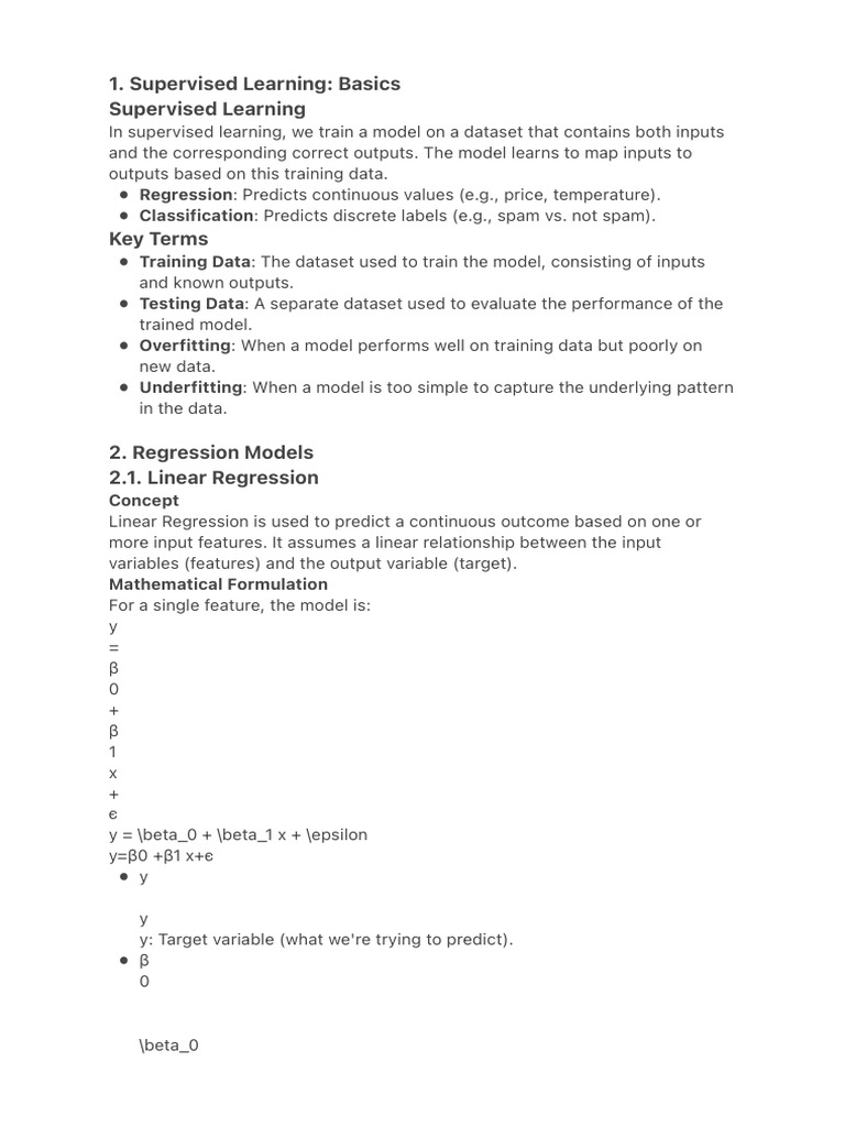 1. Supervised Learning_ Basics (1) | PDF 1. Supervised Learning_ Basics (1) | PDF