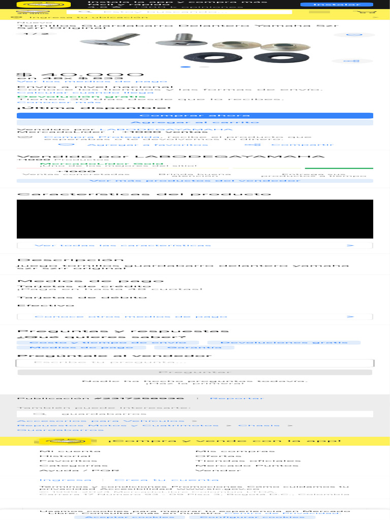Tornillos Guardabarro Delantero Yamaha SZR SZRR Original MercadoLibre | PDF