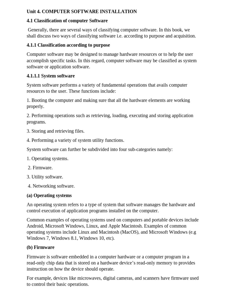 Unit 4 Computer Software Installation | PDF