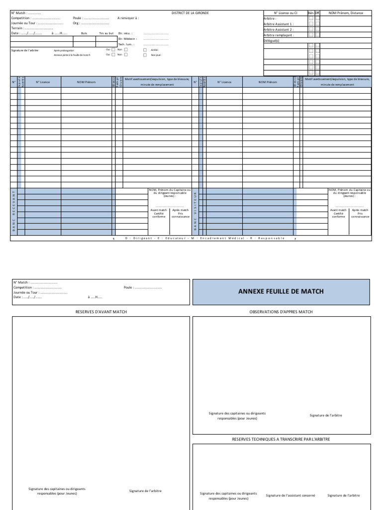 Feuille de Match Vierge | PDF