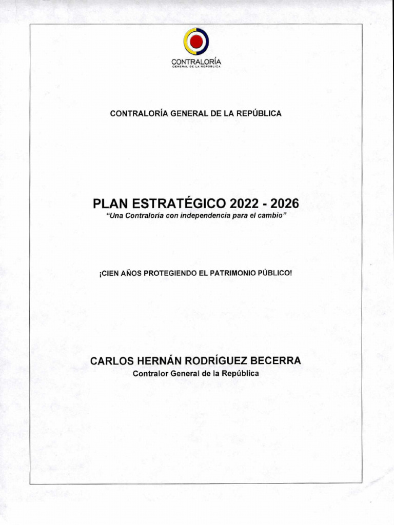 Plan Estratégico 2022-2026 CONTRALORIA GENERAL REPUBLICA DE COLOMBIA | PDF