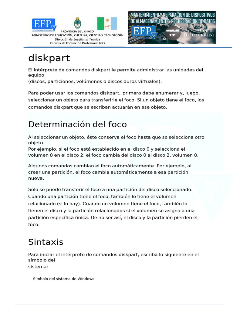 Comando Diskpart | PDF