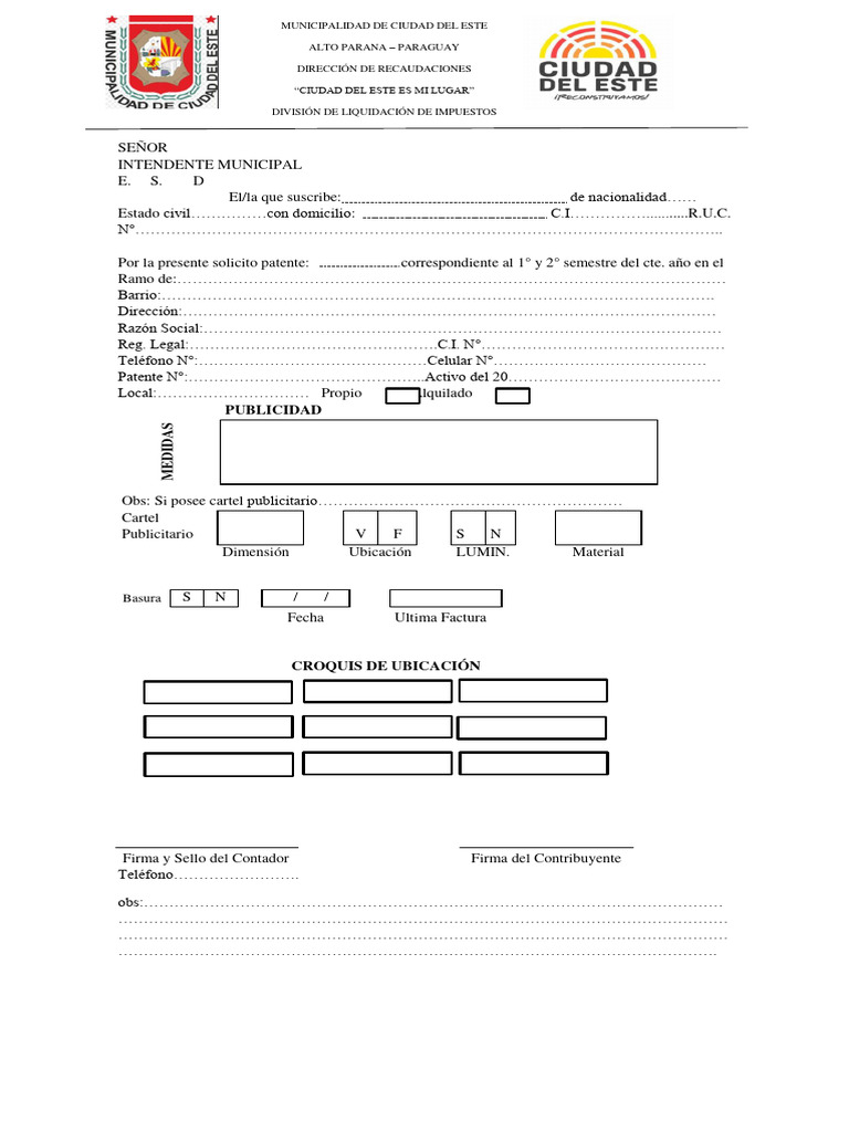Formulario Patente 2023 | PDF