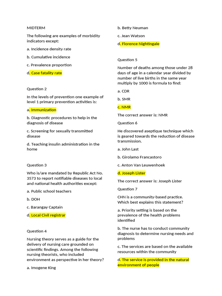 MIDTERM Community Nursing 2 | PDF