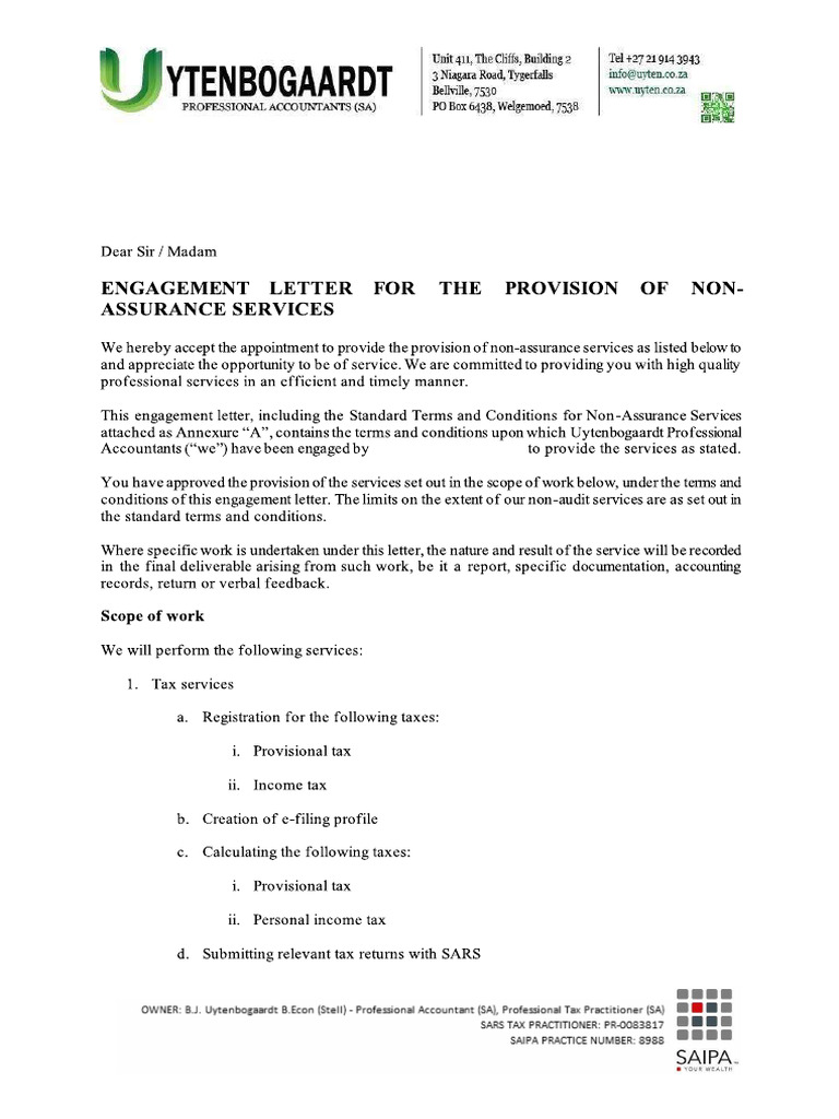 Engagement Letter - Ind | PDF
