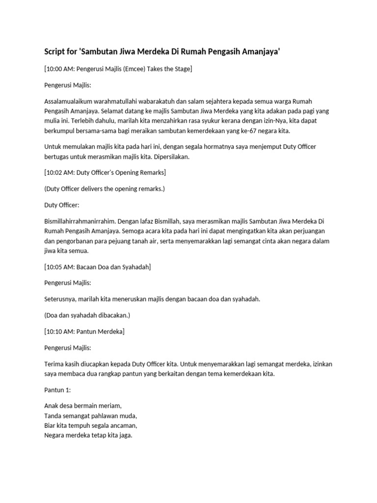 Script for jIWA mERDEKA | PDF