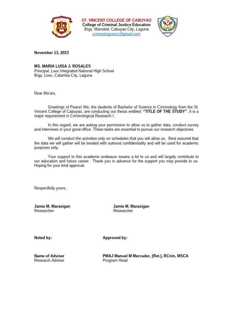 Survey Request Letter | PDF