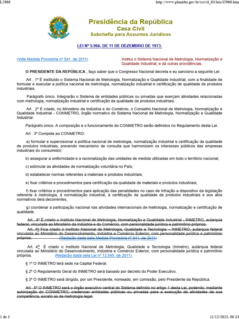 Lei 5966-73 | PDF