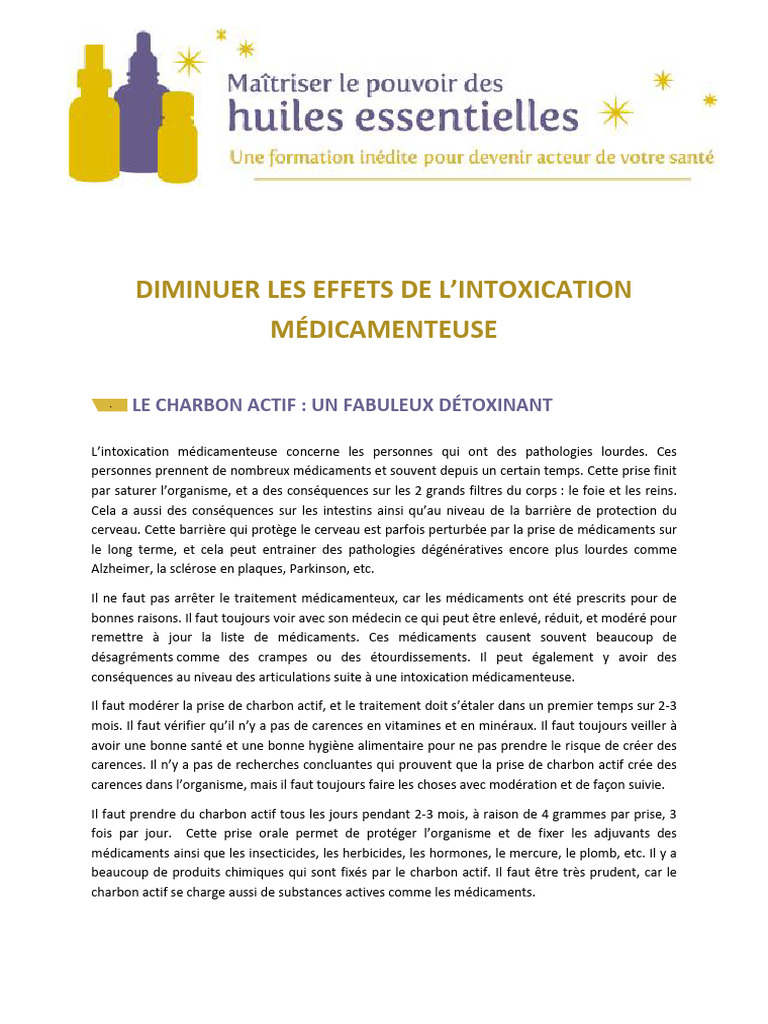 Intoxication Medicamenteuse Les Huiles Essentielles Au Secours Des ...