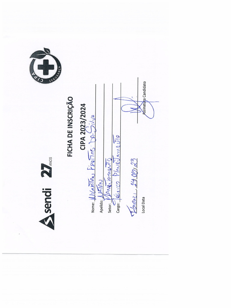 Cedula Candidato Wilnatan F Silva | PDF