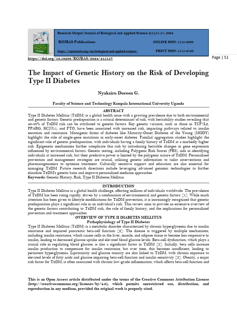 The Impact of Genetic History On The Risk of Developing Type II ...