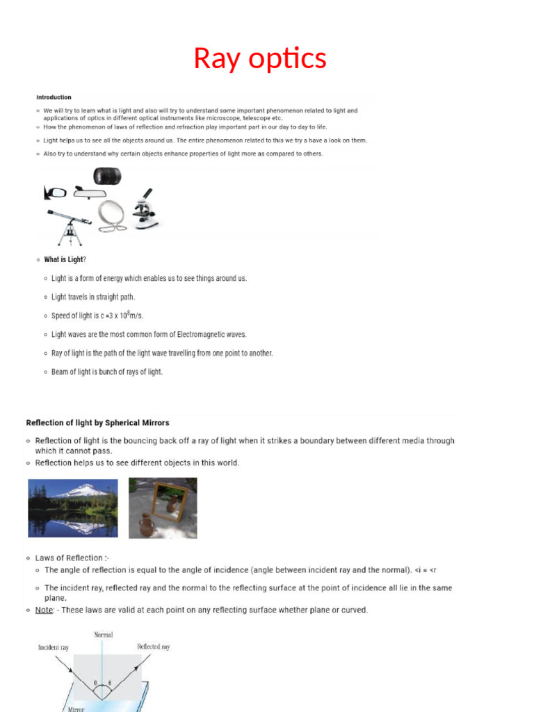 Ray Optics | PDF