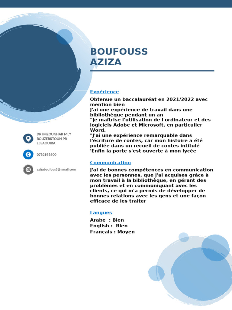Cv Boufouss Aziza | PDF