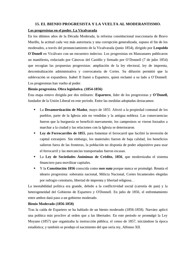 El Bienio Progresista y La Vuelta Al Moderantismobbb | PDF | España ...