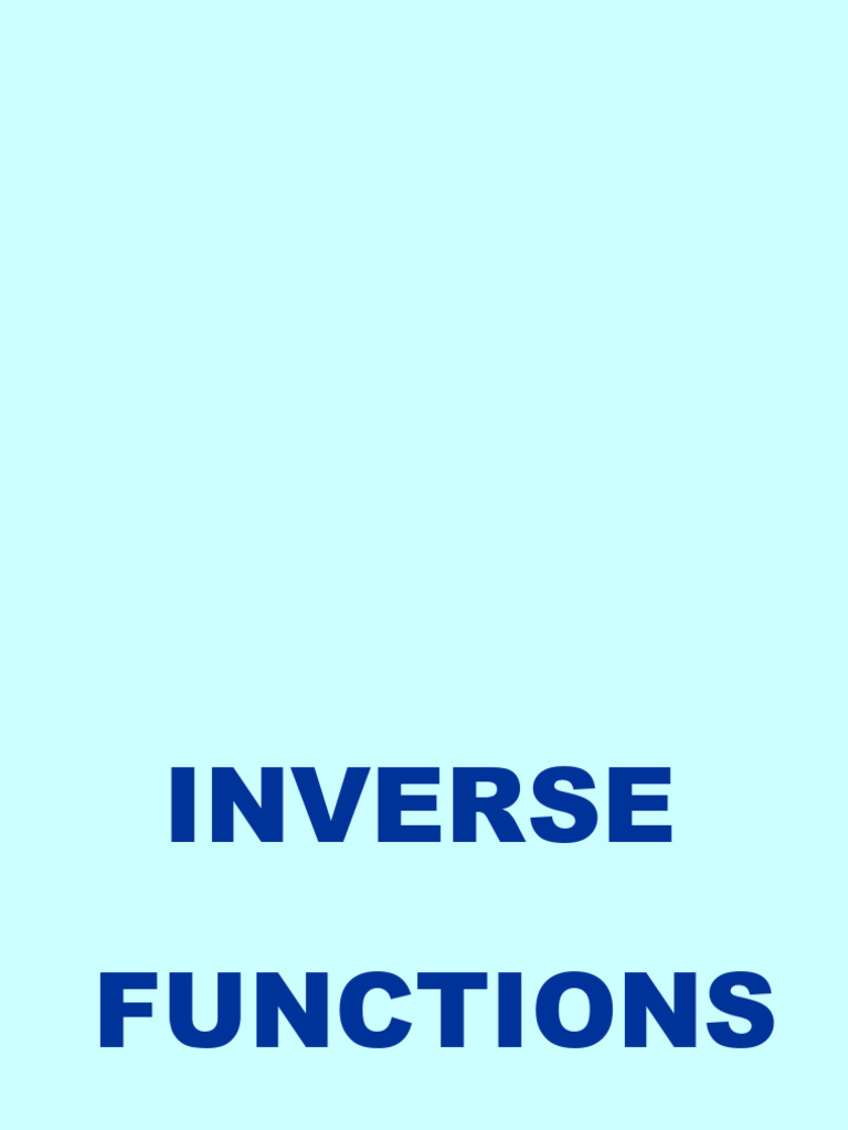 Inverse Functions | PDF