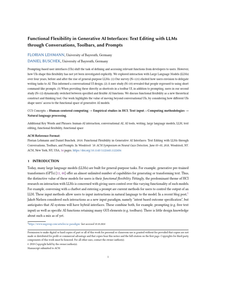 Functional Flexibility In Generative Ai Interfaces Text Editing With Llms Through Conversations