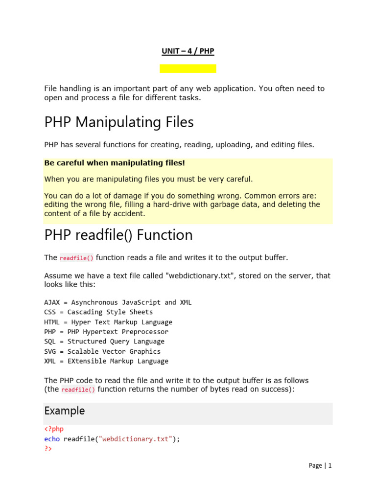 Unit 4 - PHP | PDF