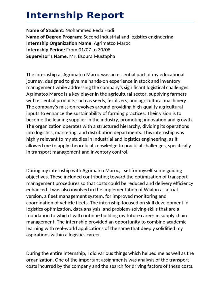 Internship Report | PDF